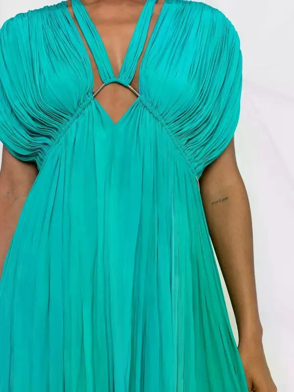LANVIN Gathered Detail V-neck Maxi Dress - Blue