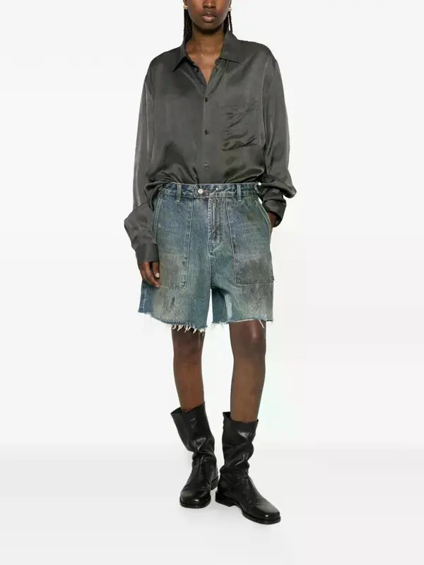FOUND Faded Frayed-hem Shorts