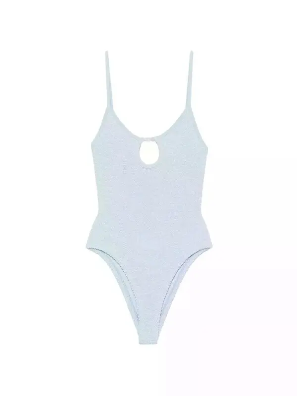 Hunza G Mia Crinkle Effect Cut-out Swimsuit - Blue