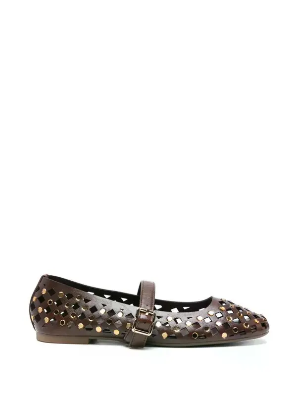 EXÈ Studded Laser-cut Ballet Flats With Buckle Fastening