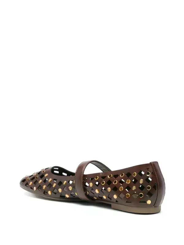 EXÈ Studded Laser-cut Ballet Flats With Buckle Fastening