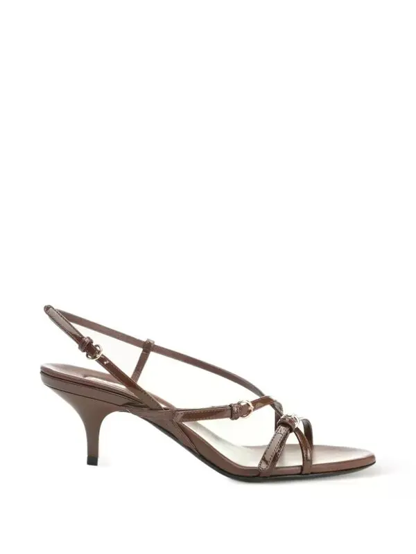 Miu Miu Patent Leather Buckle Detail Slingback Sandals