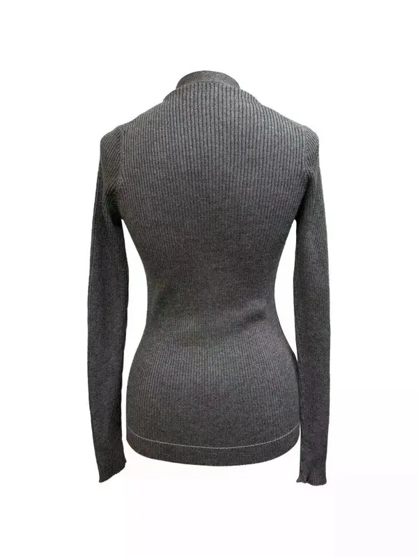 Prada Ribbed Knit V-neck Cardigan - Grey