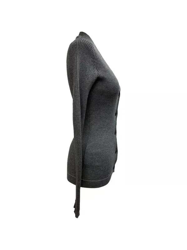 Prada Ribbed Knit V-neck Cardigan - Grey