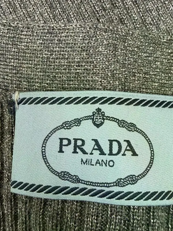 Prada Ribbed Knit V-neck Cardigan - Grey