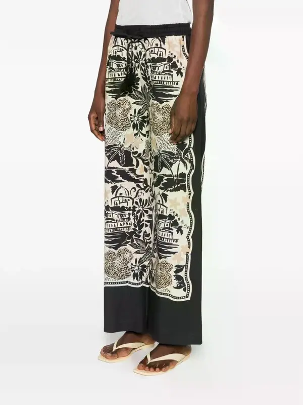 ERMANNO FIRENZE Graphic Print Palazzo Trousers