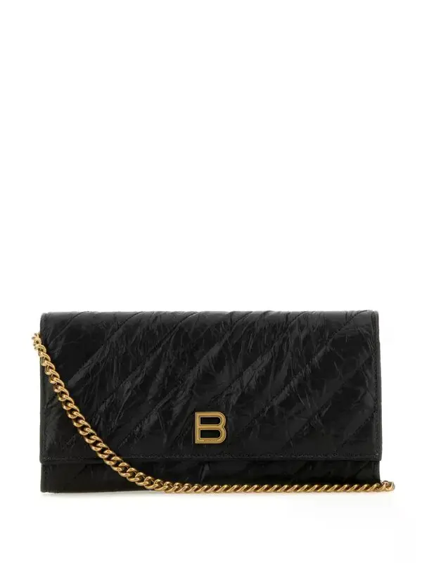 Balenciaga Logo-plaque Quilted Wallet - Black