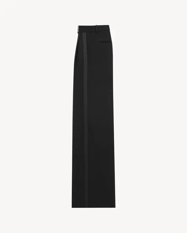 Saint Laurent Wide-leg Tuxedo Pants In Grain De Poudre
