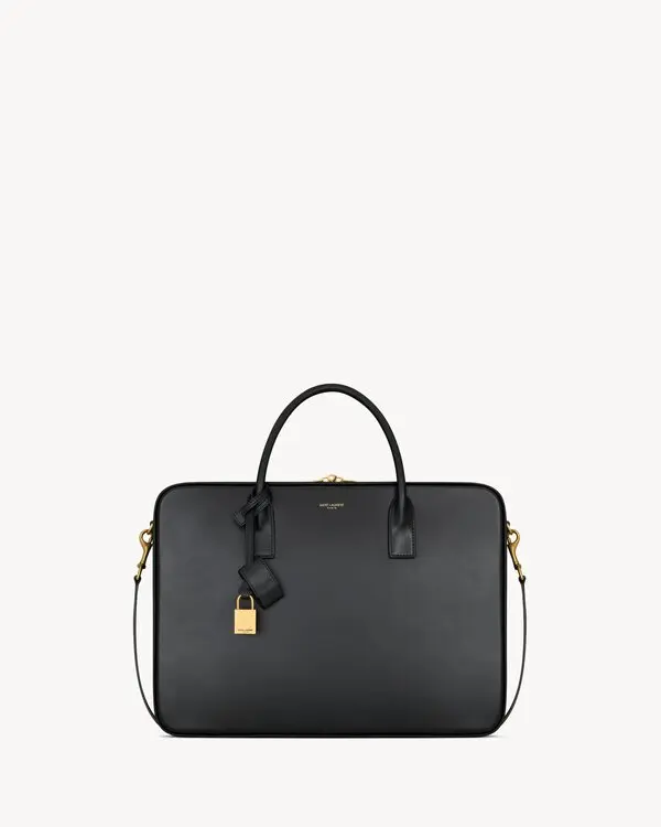 Saint Laurent Sac De Jour Large Slim Bauletto Bag In Smooth Leather - Black