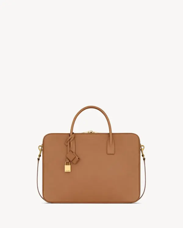 Saint Laurent Sac De Jour Large Slim Bauletto Bag In Leather - Brick