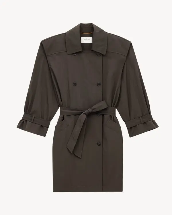 Saint Laurent Crinkled Nylon Trench Coat