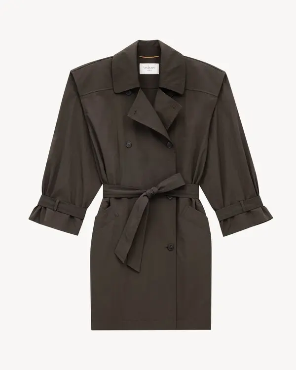 Saint Laurent Crinkled Nylon Trench Coat