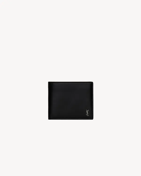 Saint Laurent Tiny Cassandre East/west Wallet In Matte Leather - Black