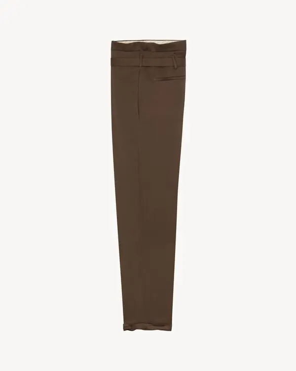 Saint Laurent Paperbag Waist Silk Pants - Chocolat