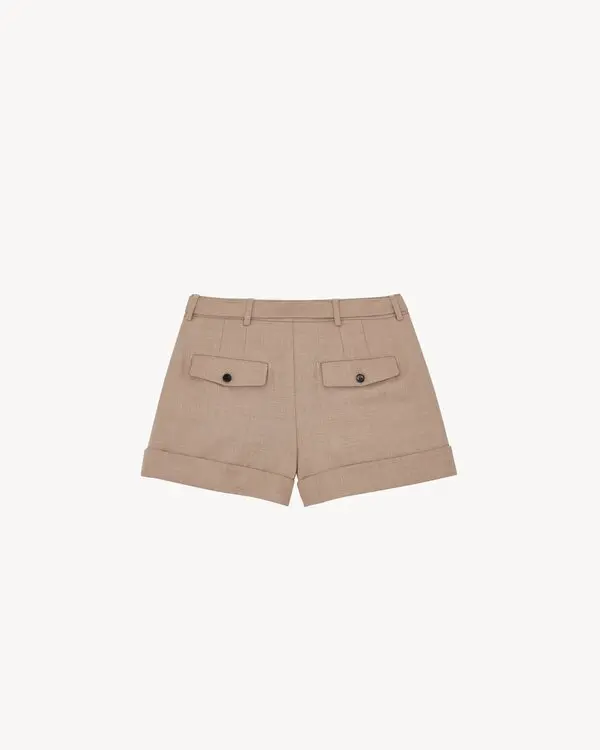 Saint Laurent Tailored Virgin Wool Shorts With Belted Waist