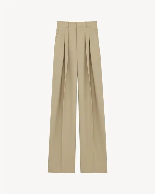 Saint Laurent Wool And Silk High-waisted Wide-leg Trousers