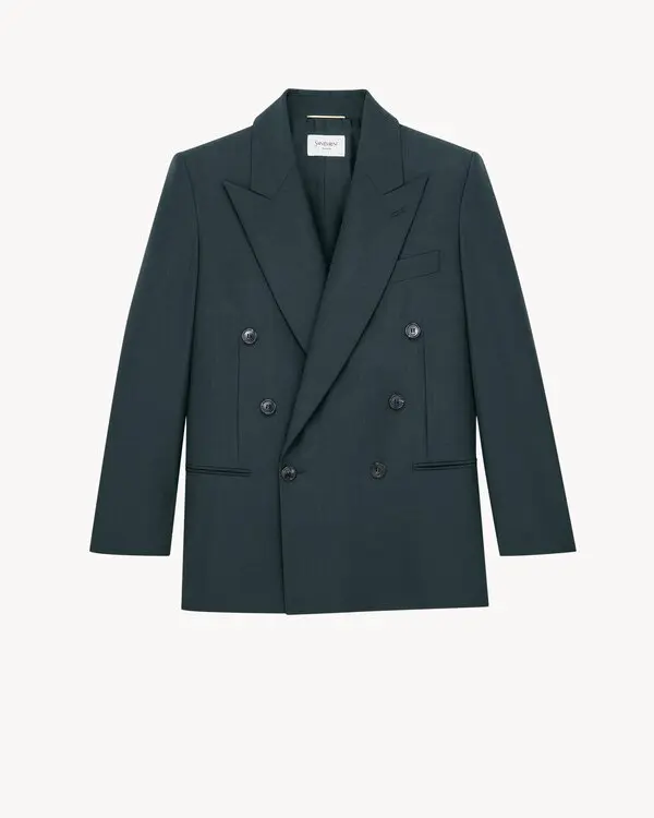 Saint Laurent Double-breasted Jacket In Light Wool And Mohair