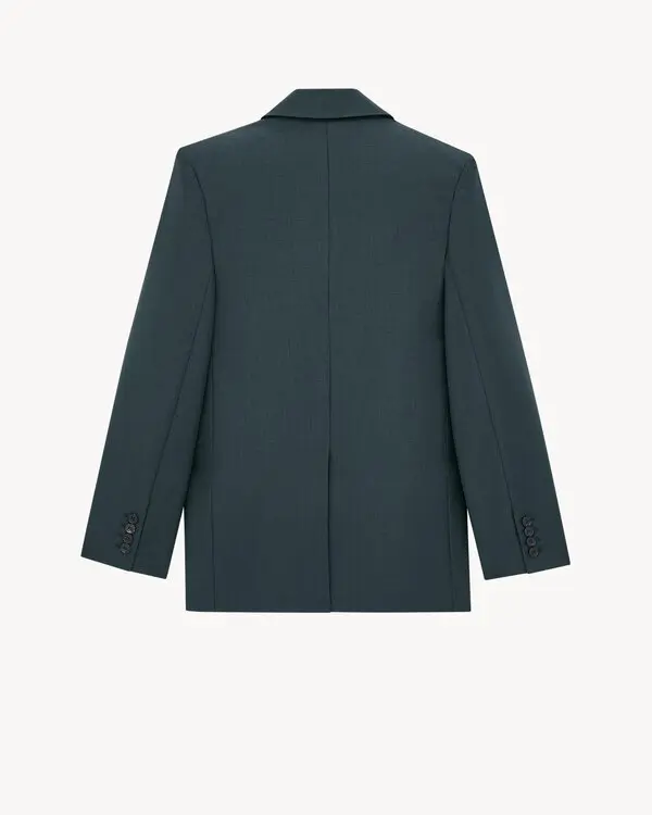 Saint Laurent Double-breasted Jacket In Light Wool And Mohair