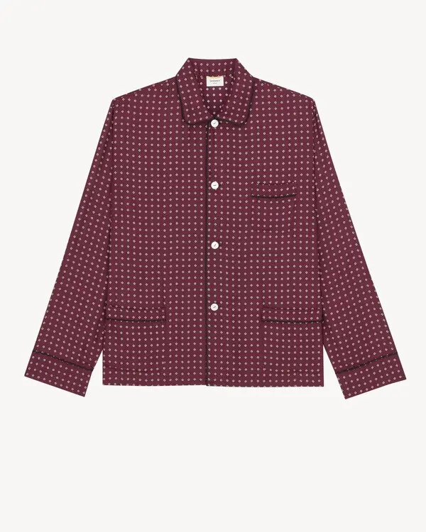 Saint Laurent Pajama Top In Diamond Silk Satin - Bordeaux Nude