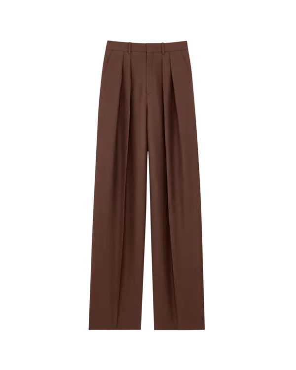 Saint Laurent Wide-leg Wool And Mohair Tailored Pants - Chocolat
