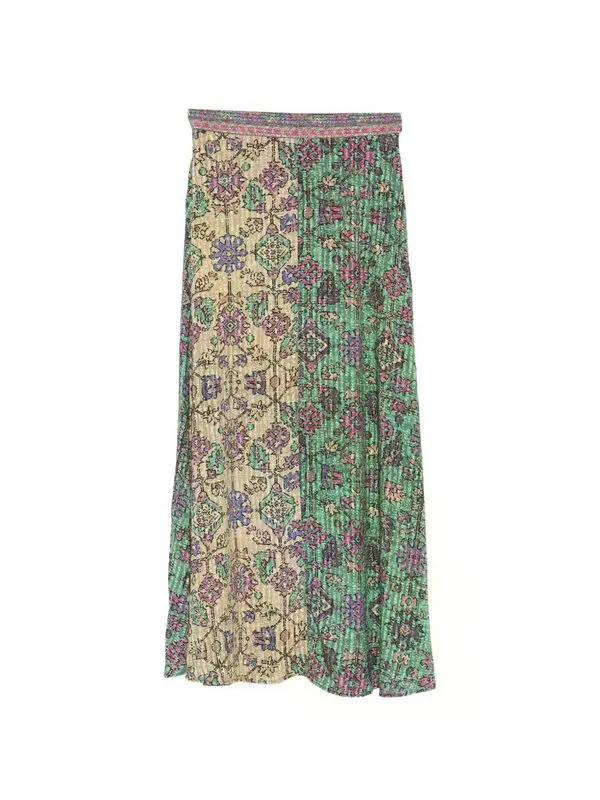 Ba&sh Geometric Print Pleated Midi Skirt