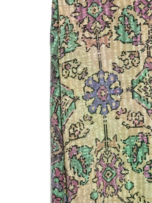Ba&sh Geometric Print Pleated Midi Skirt