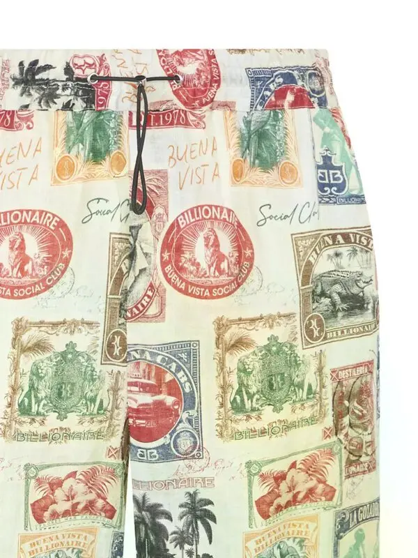 BILLIONAIRE Graphic Print Drawstring Shorts