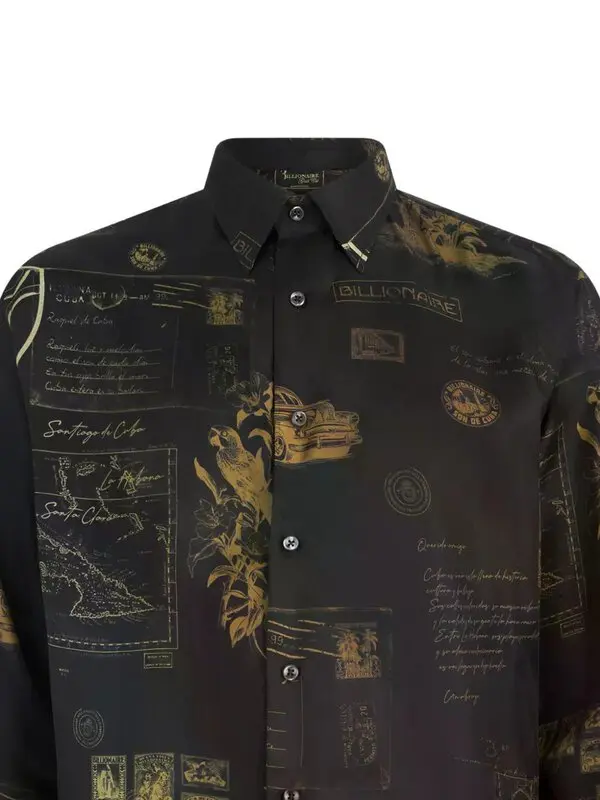 BILLIONAIRE Letter Printed Silk Shirt