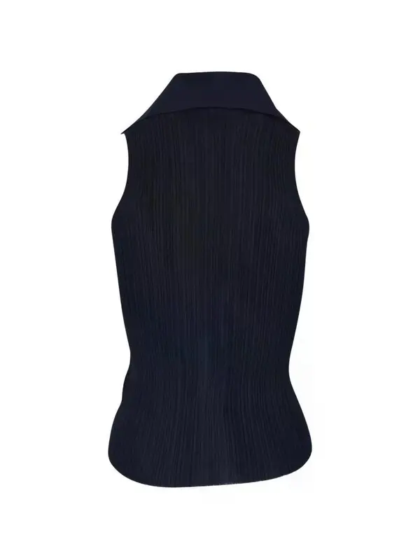 Agnona Ribbed Knit V-neck Sleeveless Top - Blue