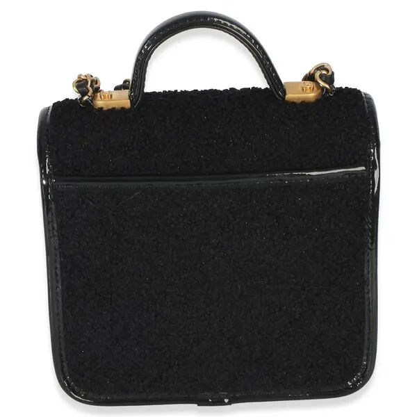Chanel Tweed Patent Leather Top Handle Flap Bag