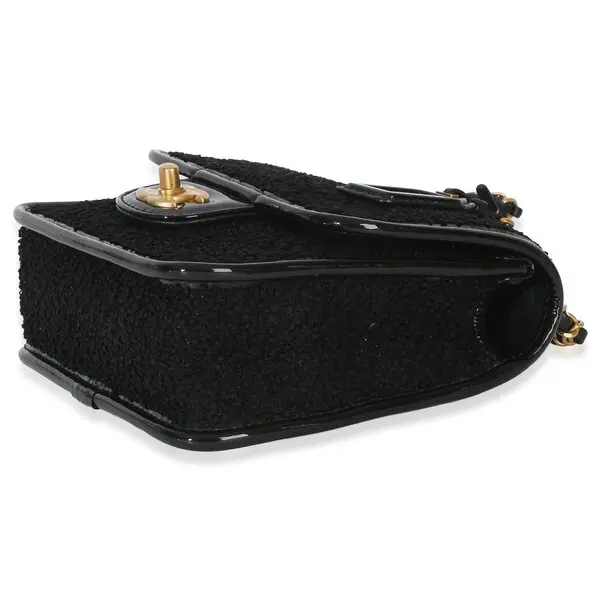 Chanel Tweed Patent Leather Top Handle Flap Bag