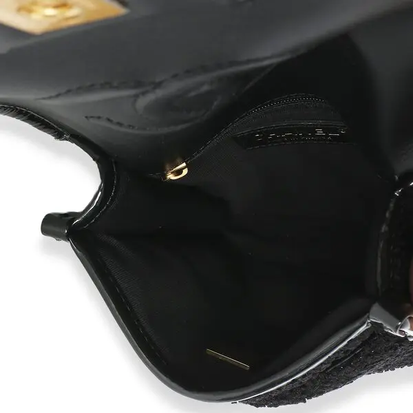 Chanel Tweed Patent Leather Top Handle Flap Bag