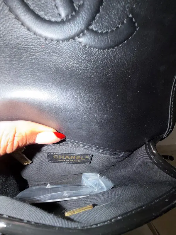 Chanel Tweed Patent Leather Top Handle Flap Bag