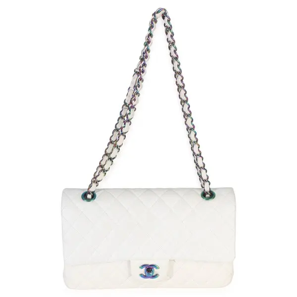 Chanel Quilted Caviar Classic Double Flap Bag - White