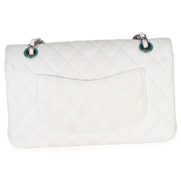 Chanel Quilted Caviar Classic Double Flap Bag - White