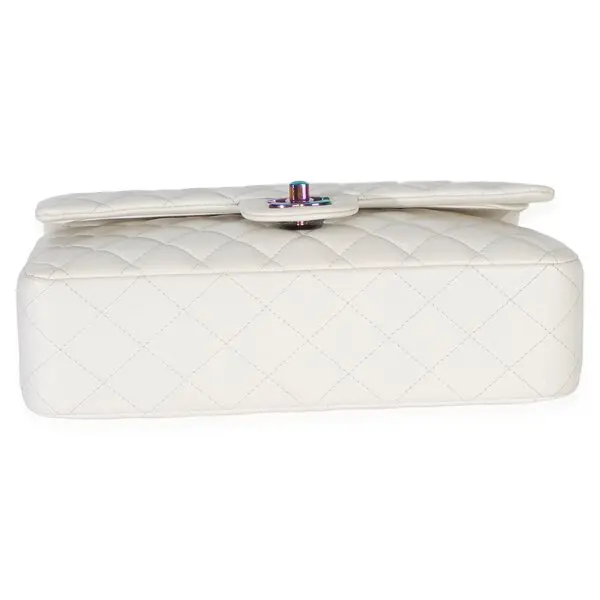 Chanel Quilted Caviar Classic Double Flap Bag - White
