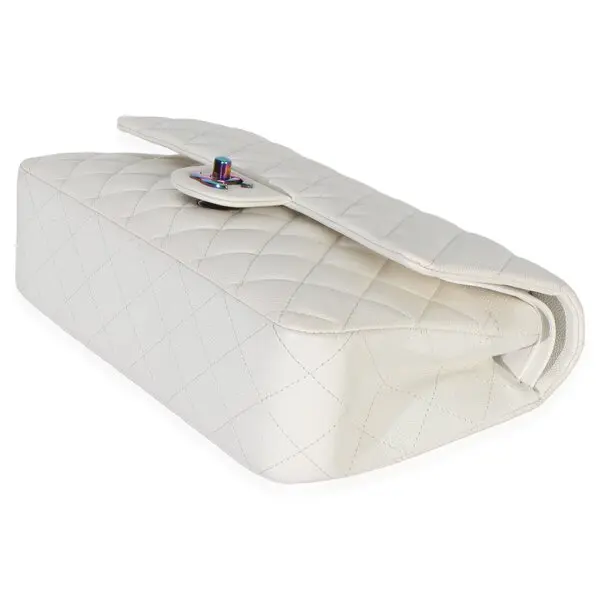 Chanel Quilted Caviar Classic Double Flap Bag - White