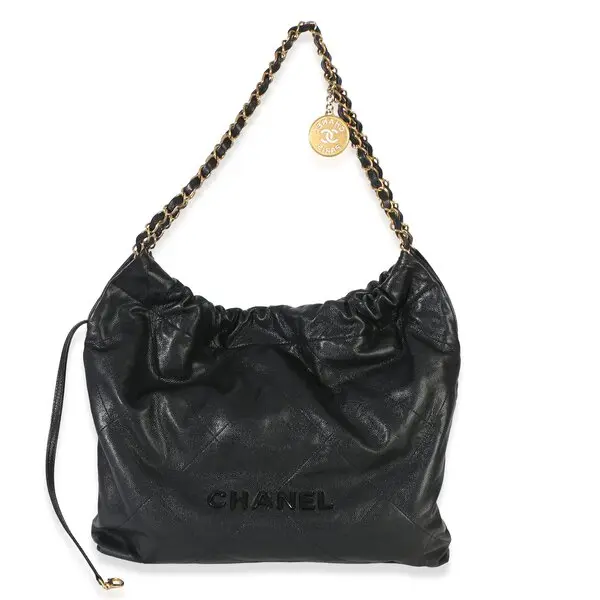 Chanel Quilted Caviar Hobo Bag - Black