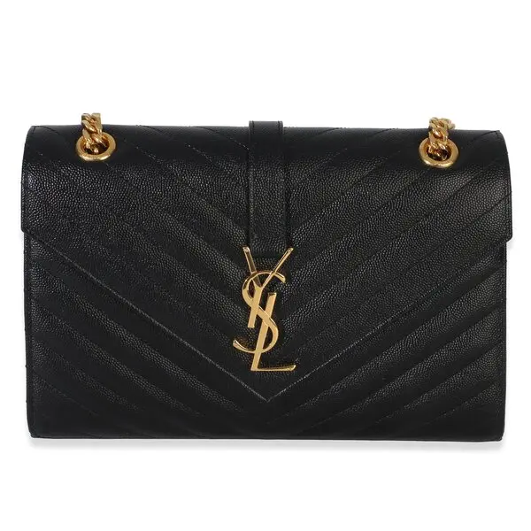Saint Laurent Leather Envelope Shoulder Bag - Black