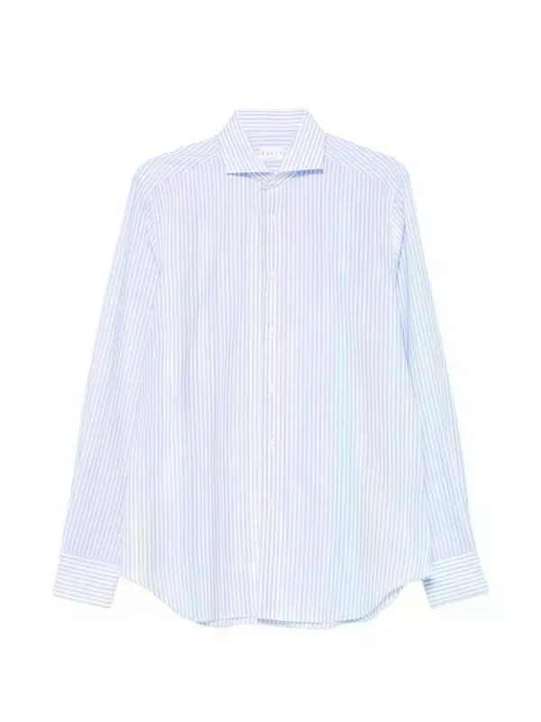 XACUS Vertical-stripe Spread-collar Shirt - Blue