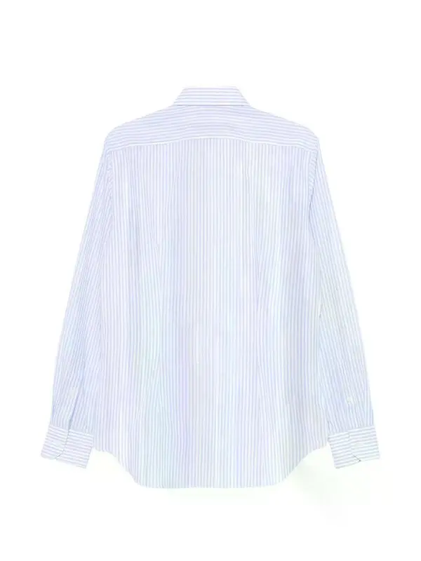 XACUS Vertical-stripe Spread-collar Shirt - Blue