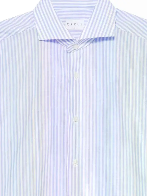 XACUS Vertical-stripe Spread-collar Shirt - Blue