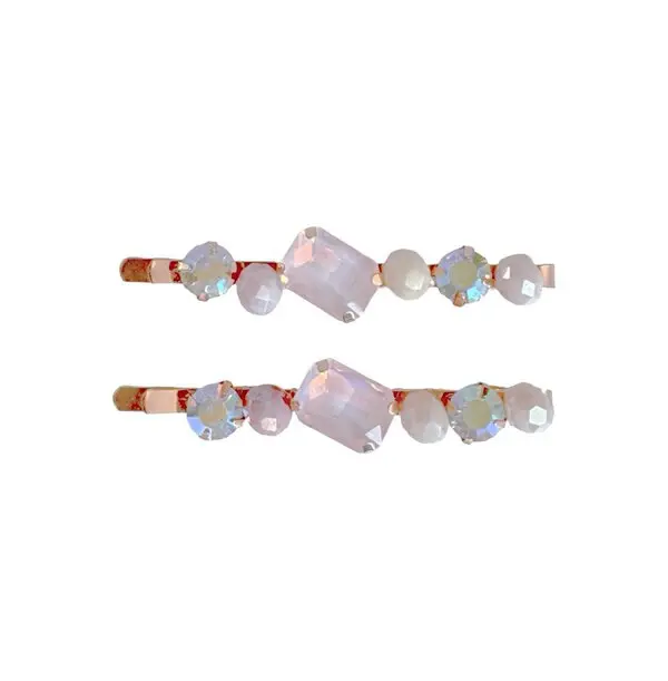 HEADBANDS OF HOPE Embellished Gemstone Bobby Pin Set - Blush