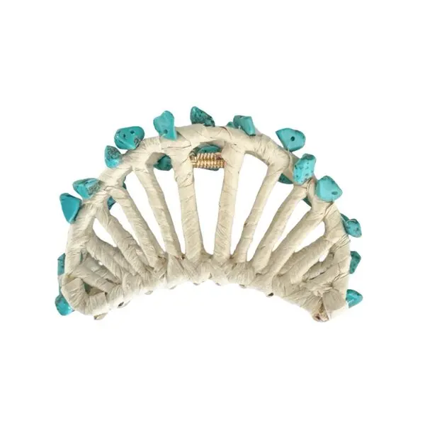 HEADBANDS OF HOPE Raffia Seashell Hair Claw Clip - Teal