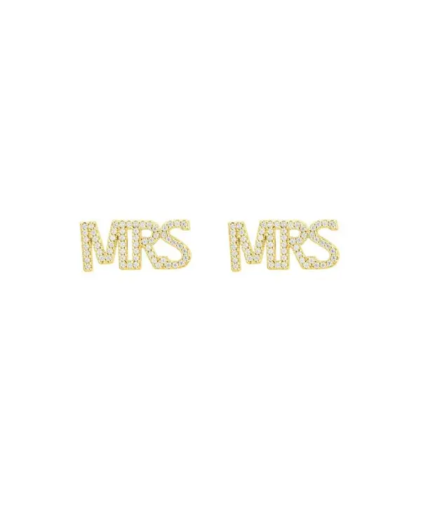 UNTAMED PETALS Mrs Crystal Studs Earrings - Gold