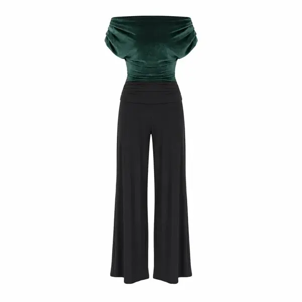 ATOM LABEL Forest Velvet Carbon Jumpsuit - Green