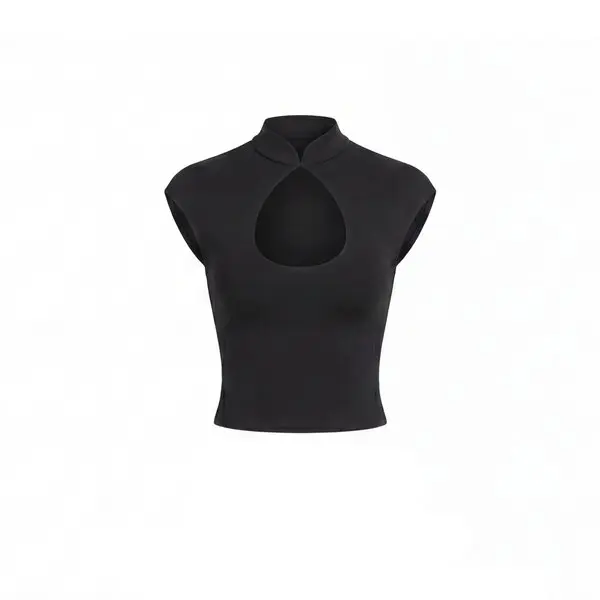 KHELA THE LABEL High Neck Cut-out Cropped Top