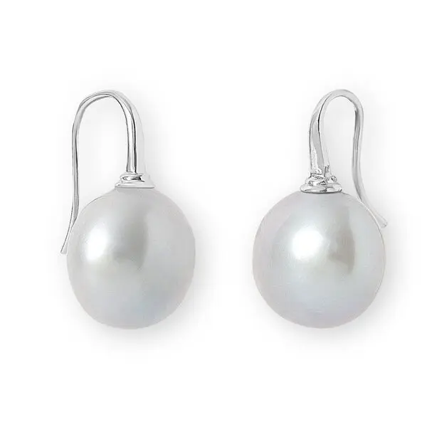 PEARLS OF THE ORIENT ONLINE Gratia Large Cultured Freshwater Pearl Drop Earrings On Silver - Grey
