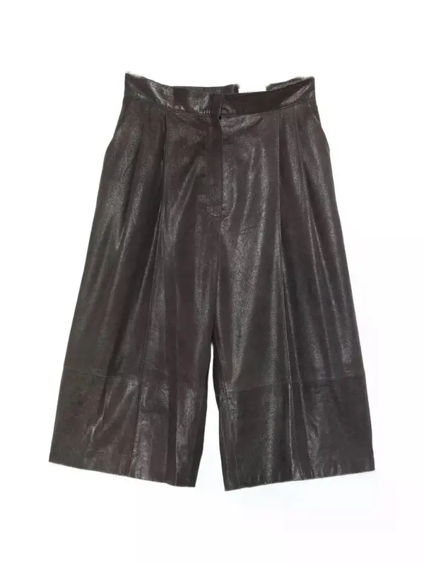CASSELL Pleated Leather Shorts
