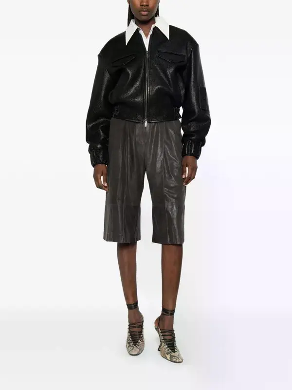 CASSELL Pleated Leather Shorts